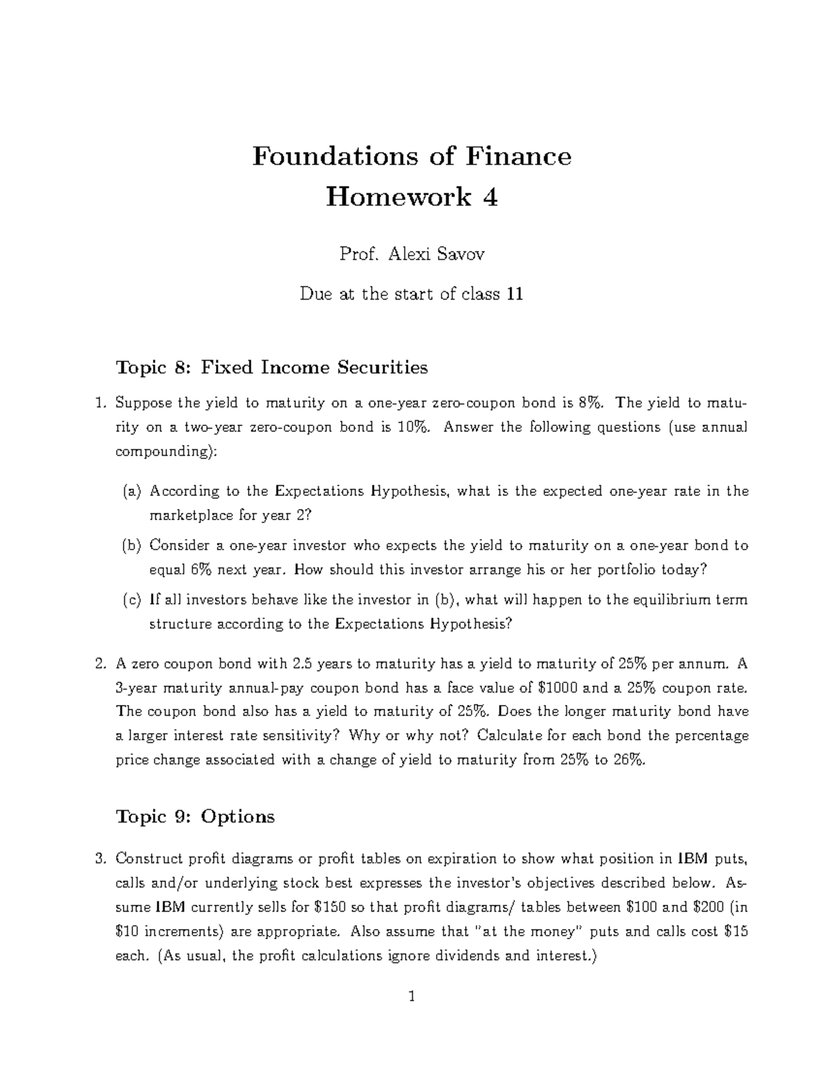 Homework 4 Langone - Assignment 4 - Foundations of Finance Homework 4 ...