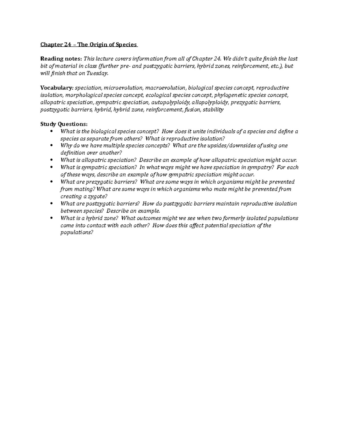 Study Guide 24 - Notes for Exams 1,2,3,4 and Final - Chapter 24 – The ...