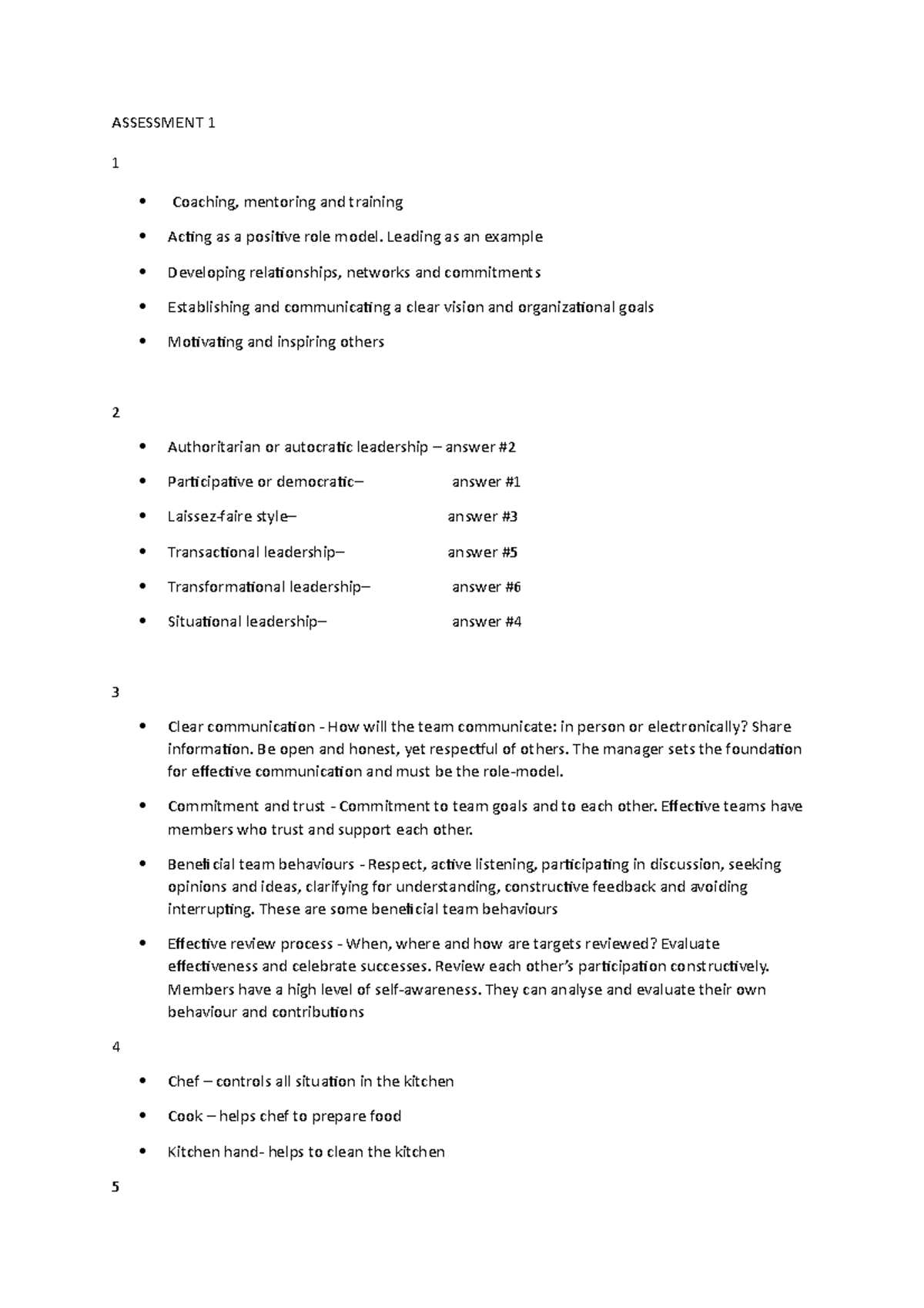 Assessment lead and manage people - ASSESSMENT 1 1 Coaching, mentoring ...