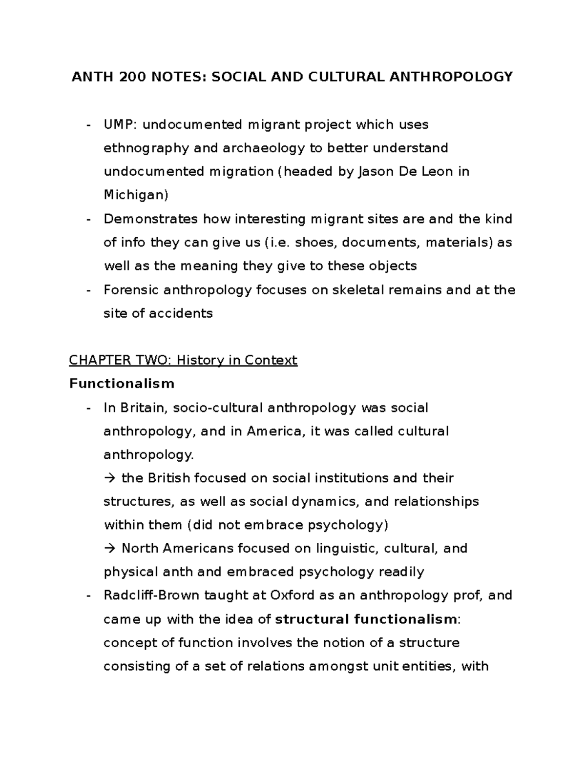 ANTH 200 Notes: Social and Cultural Anthropology - Studocu