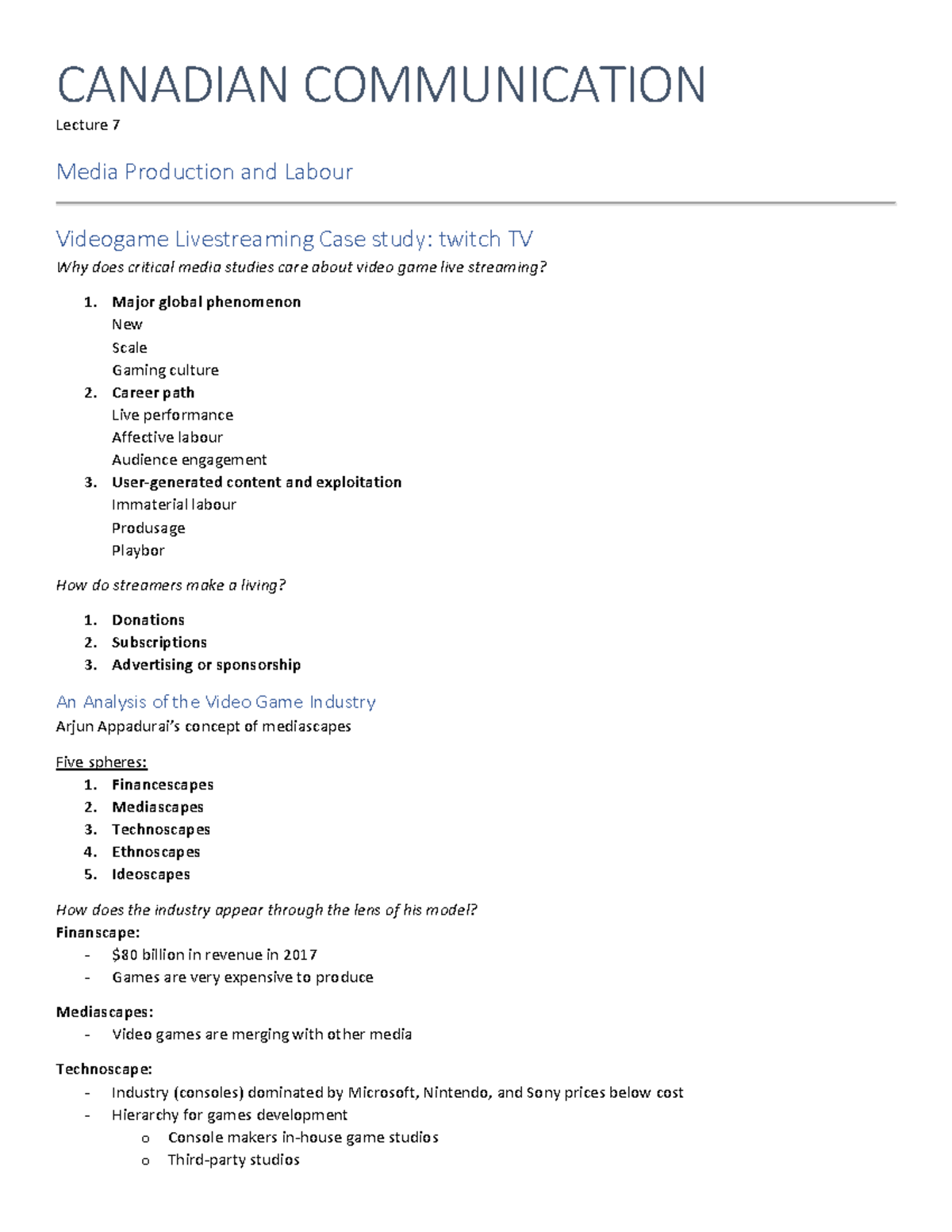 Comm. Lecture 7 - CANADIAN COMMUNICATION Lecture 7 Media Production and ...
