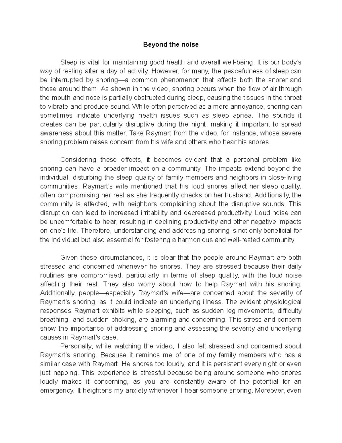 Async-TASK 12 - Beyond the noise Sleep is vital for maintaining good ...