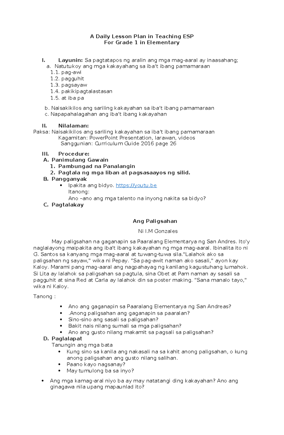 429991467 Semi Detailed Lesson Plan ESP 1 docx - A Daily Lesson Plan in ... 429991467 Semi Detailed Lesson Plan ESP 1 docx - A Daily Lesson Plan in ...