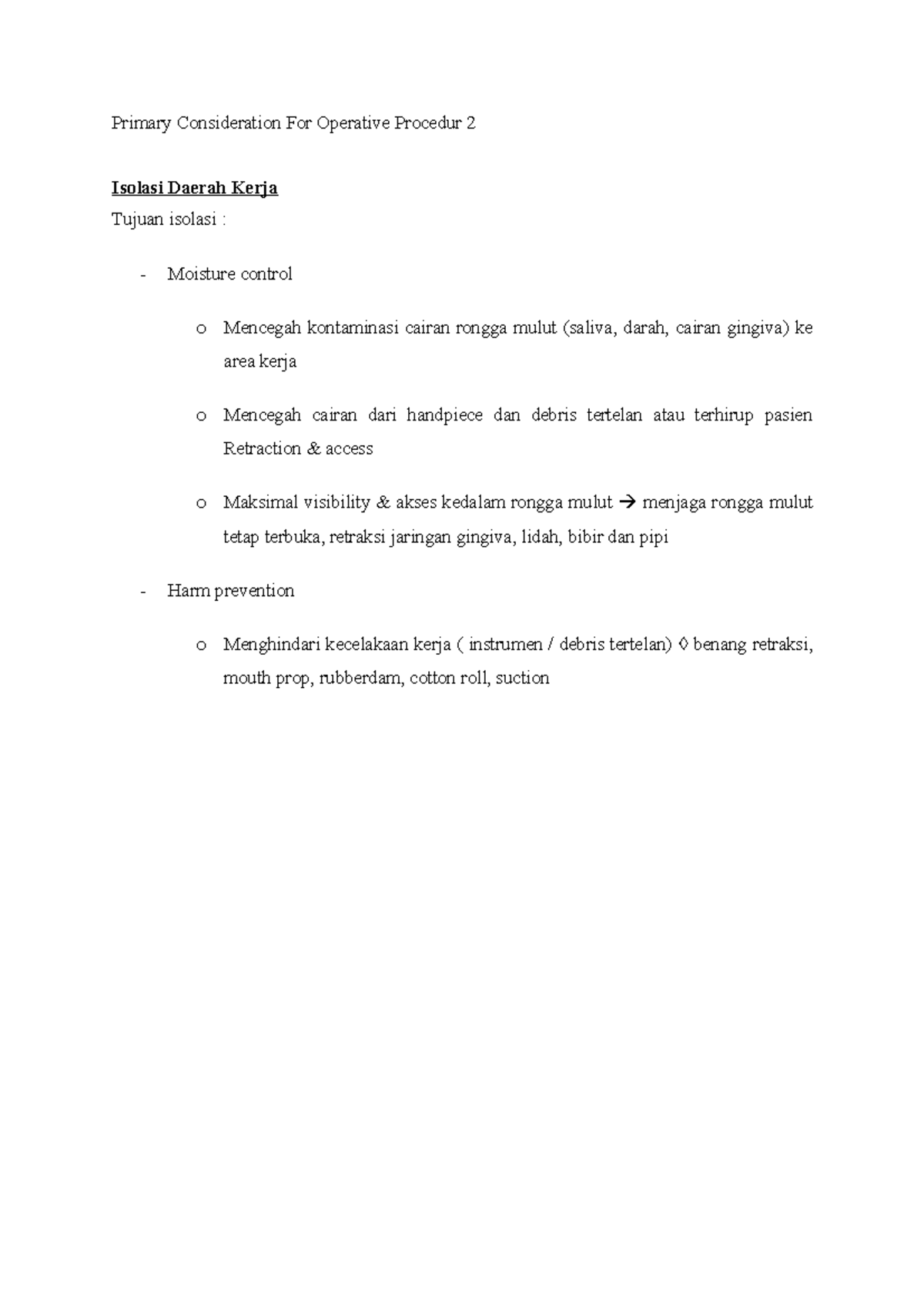 Primary Consideration For Operative Procedur 2 - Studocu