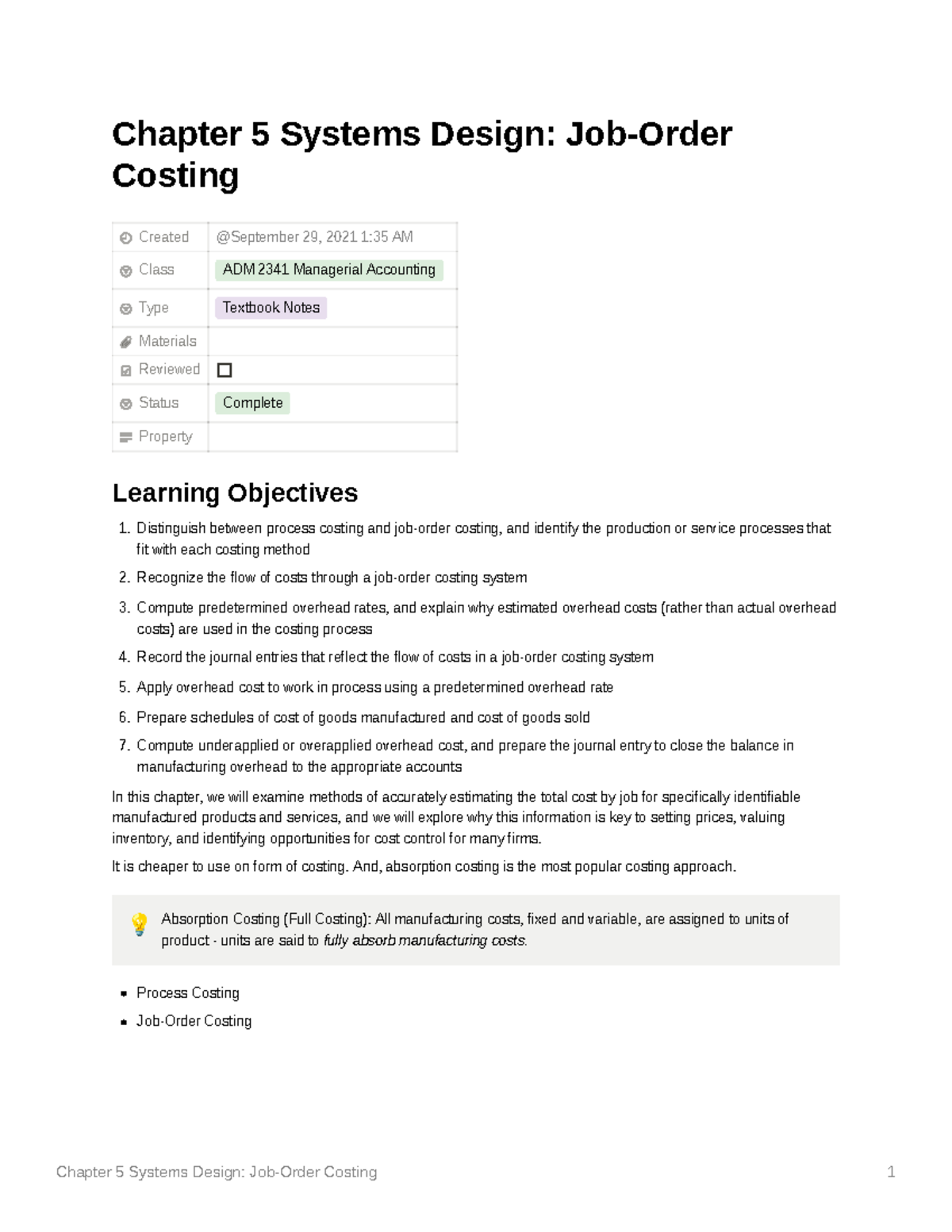Chapter 5 Systems Design Job-Order Costing - Chapter 5 Systems Design: Job-Order Costing Created ...