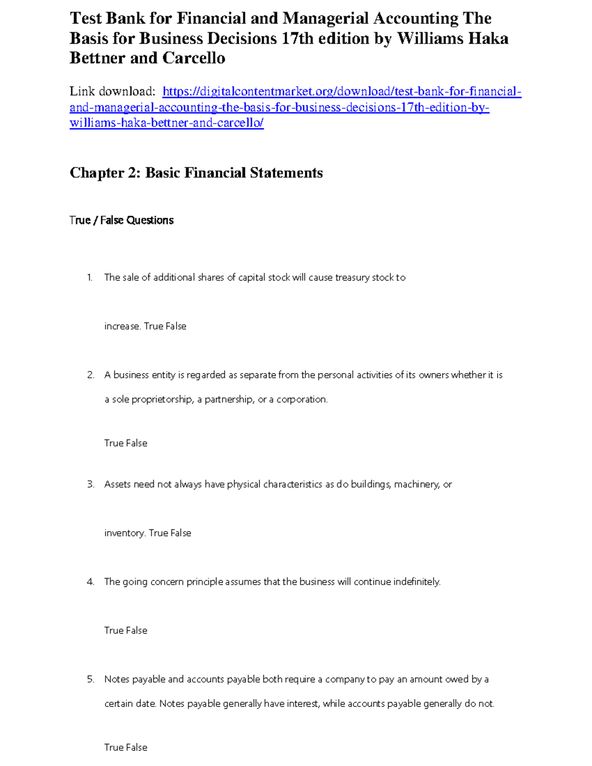 Test 5 5 February 2019, questions and answers - Test Bank for Financial ...