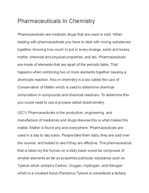 Chemistry Class Reflection - The class is Integrated Physics and ...