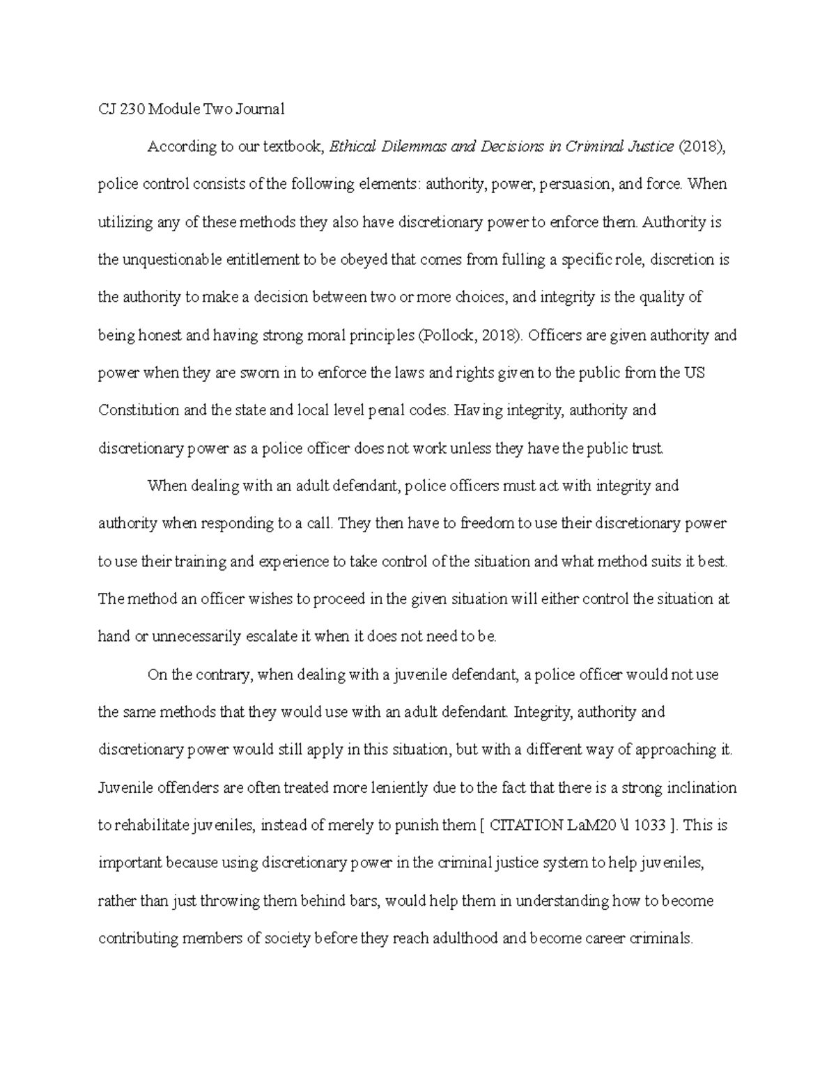 CJ 230 Module Two Journal - CJ 230 Module Two Journal According to our ...