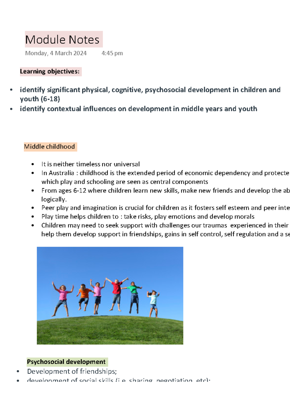 Module Notes - Learning objectives: identify significant physical ...