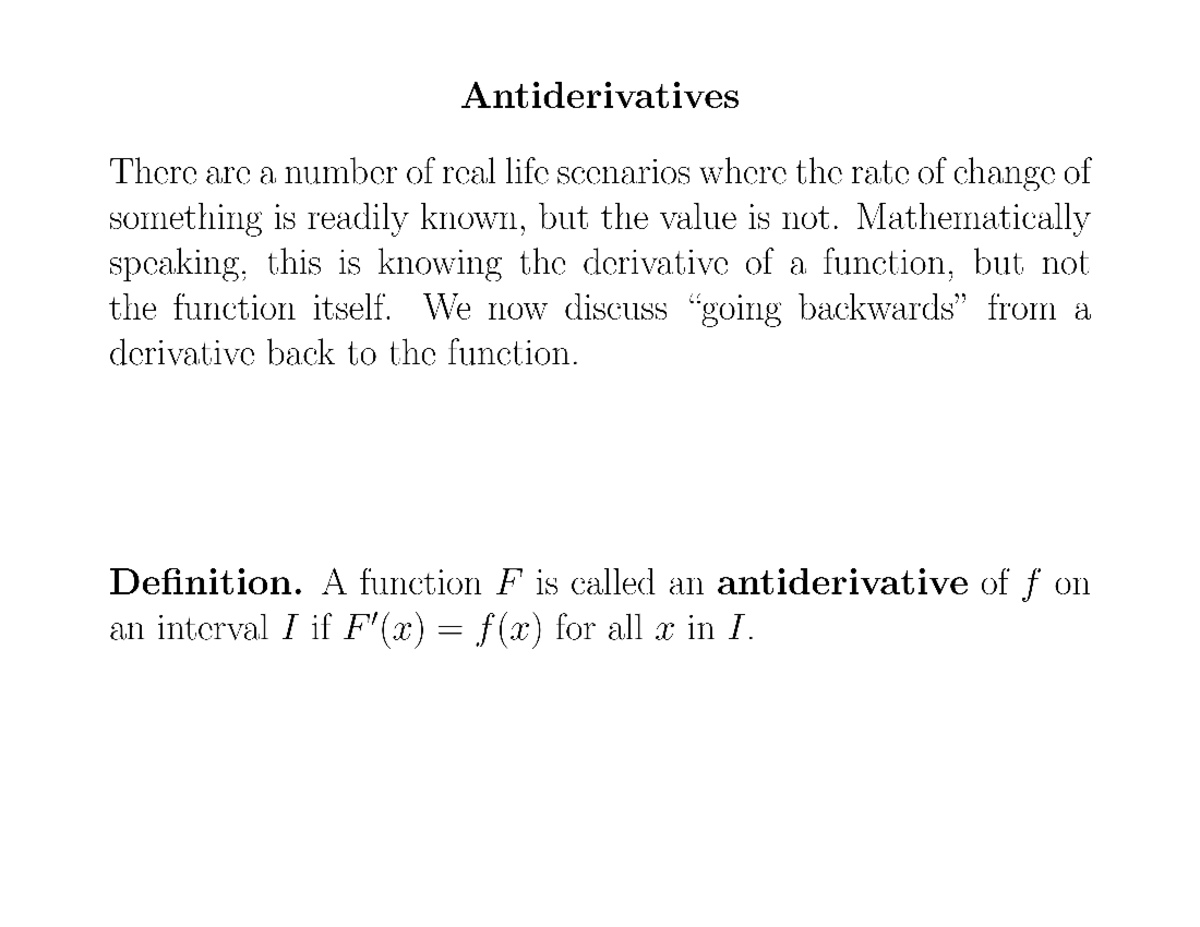 Chapter 5-Integrals - Integrals - MATH 1500 - Studocu