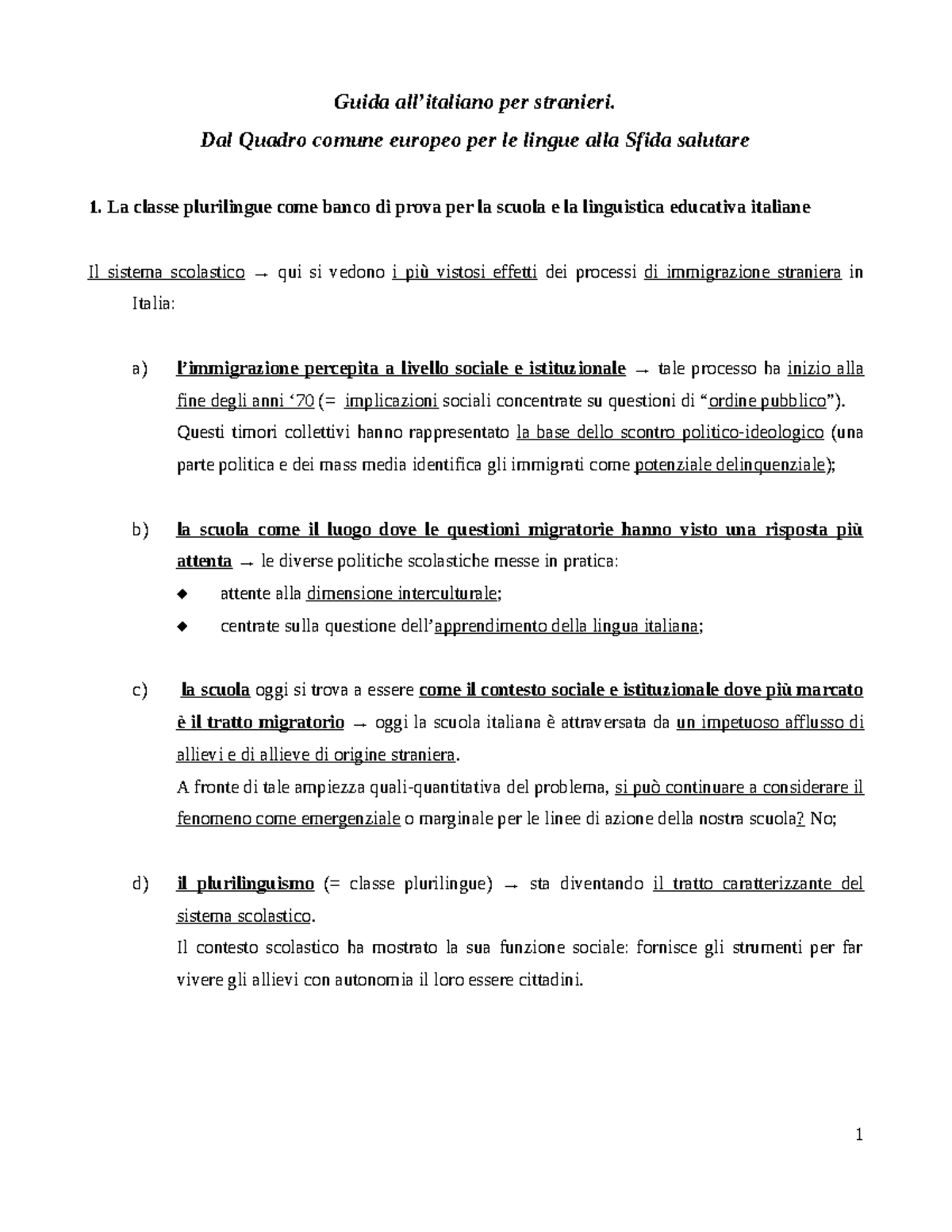 Vedovelli - La classe plurilingue - Guida per stranieri. Dal Quadro ...