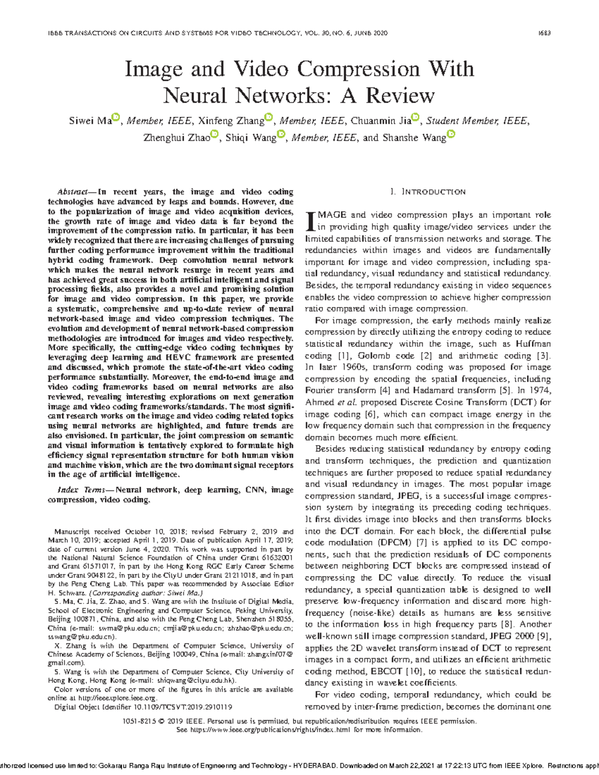 Image and Video Compression With - IEEE TRANSACTIONS ON CIRCUITS AND ...