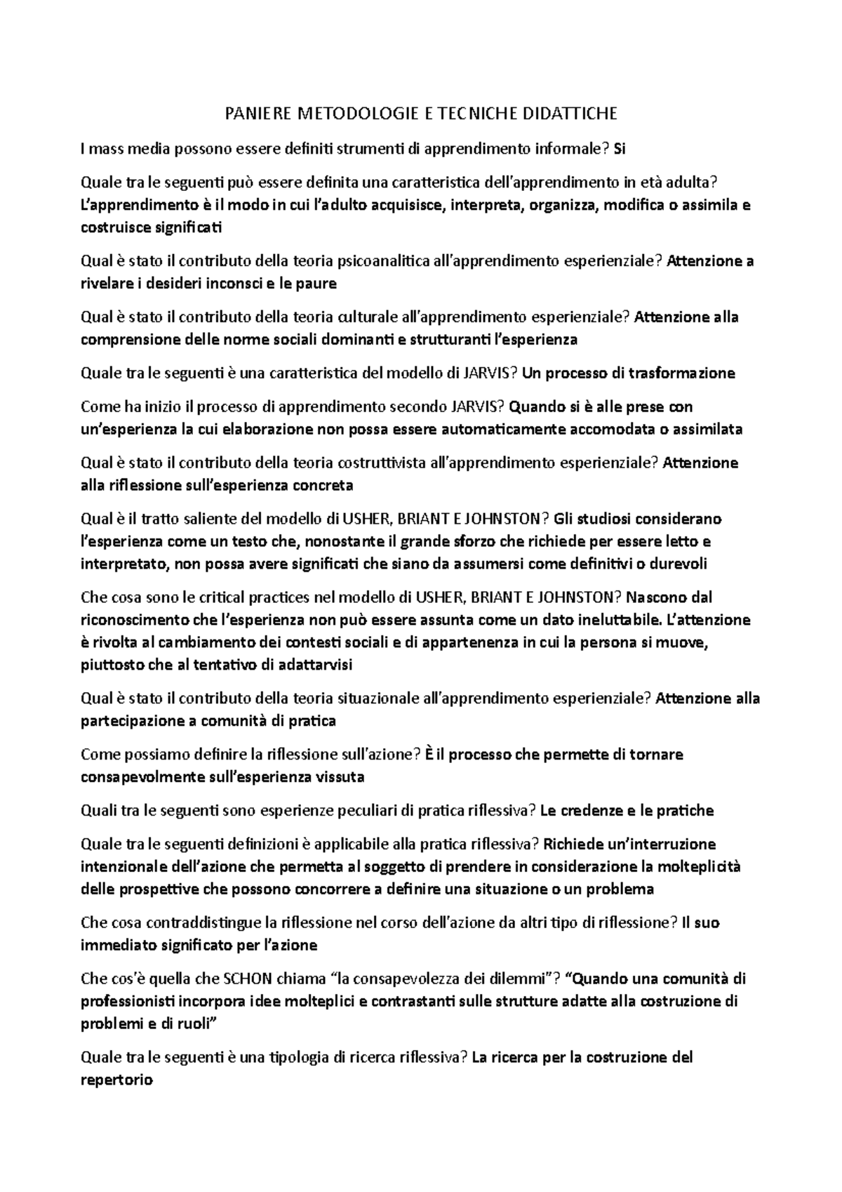 Paniere Metodologie E Tecniche Didattiche - PANIERE METODOLOGIE E ...