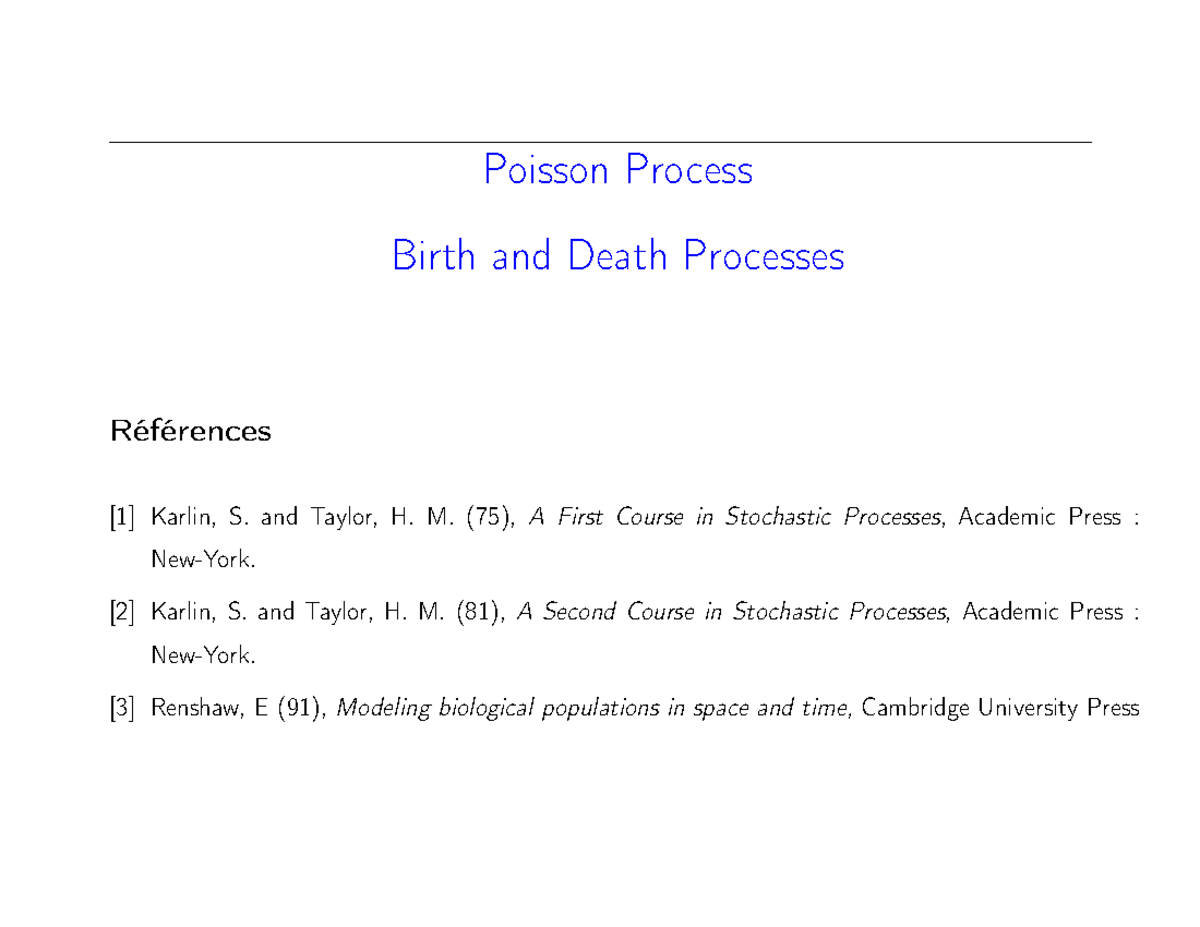 Birth Death process - Tells African Village Story - Poisson Process ...