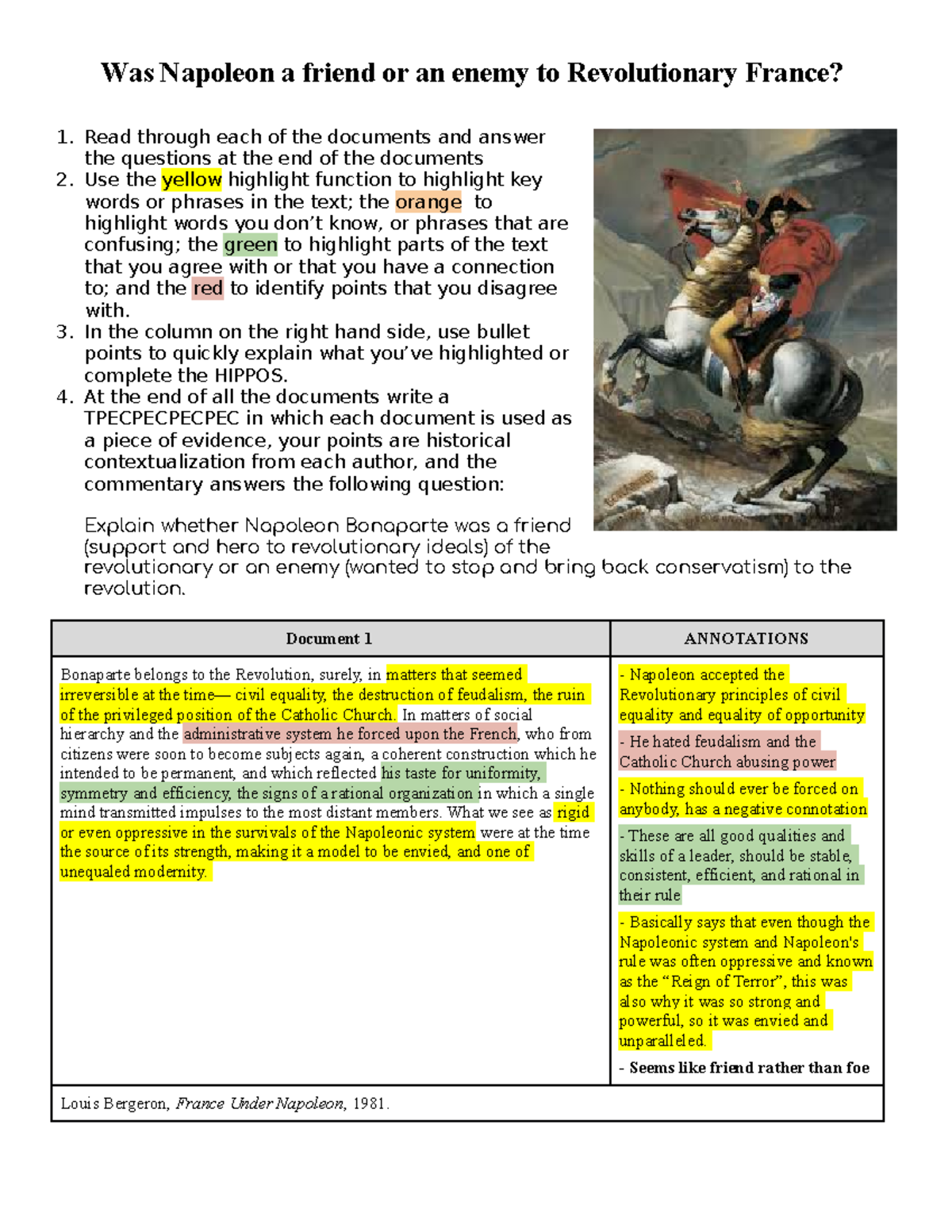 Napoleon - Friend or Foe of the Revolution - Was Napoleon a friend or ...