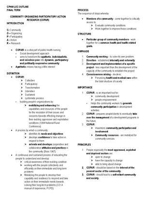 Community Organizing Participatory Action Research (COPAR) - MODULE 1 ...
