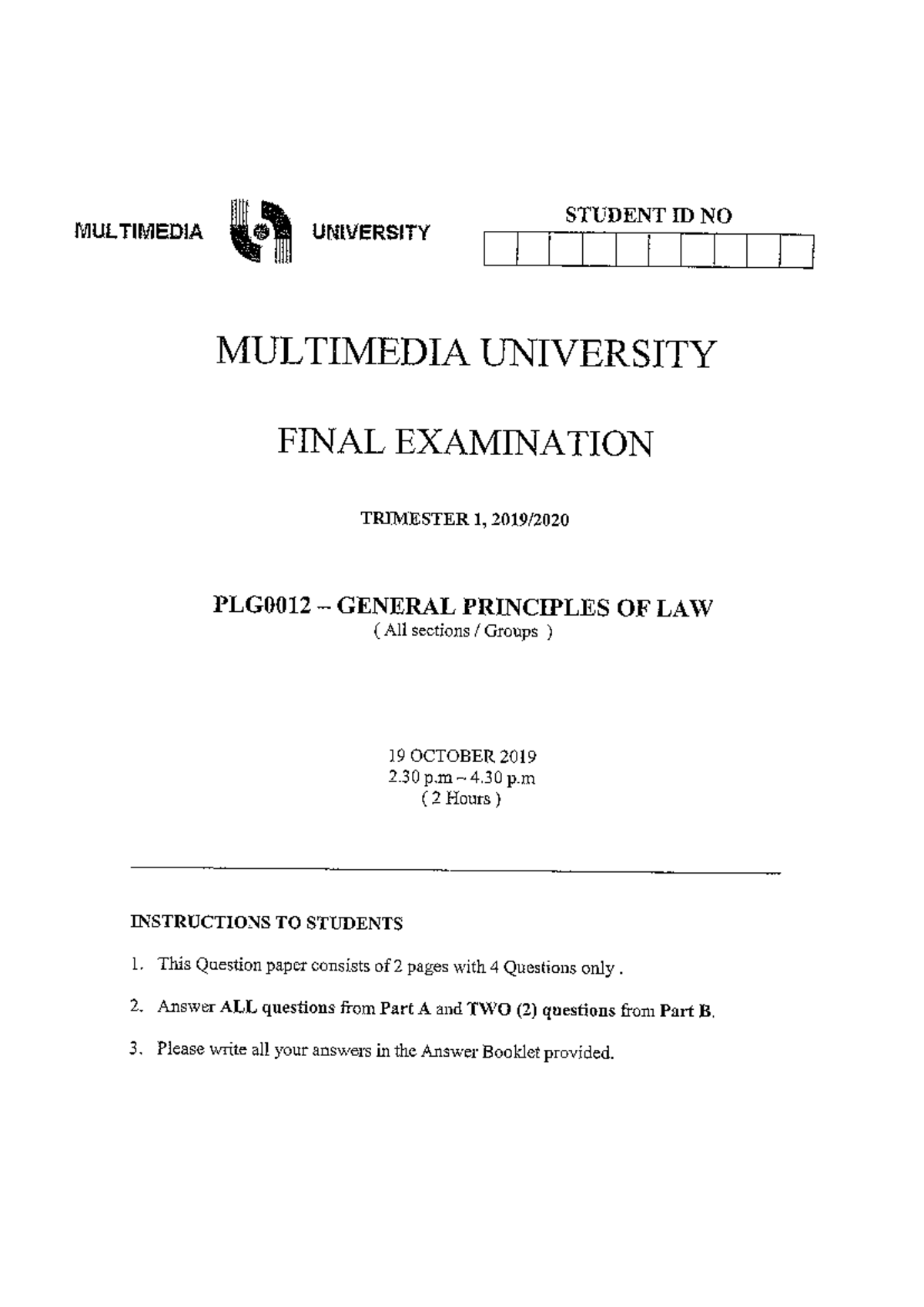 45399 - General Principles of Law - Studocu