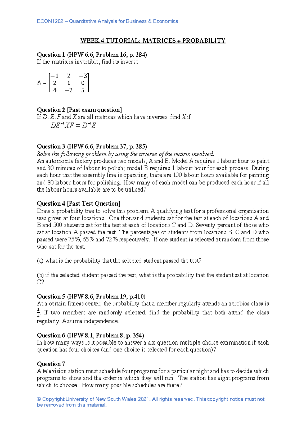 Week 4 Tutorial Questions - COMM1100 - UNSW Sydney - StuDocu