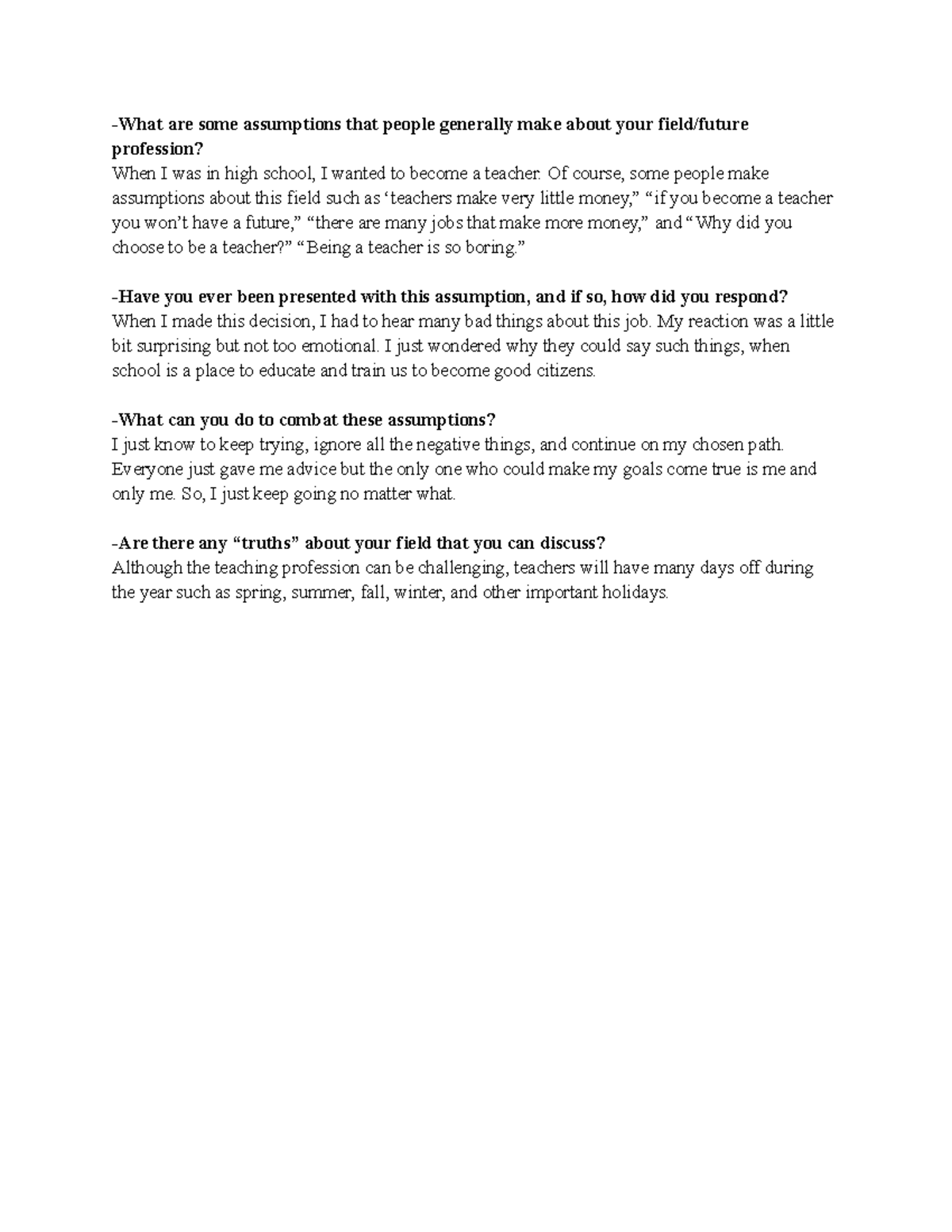 Assumptions in Fields of Study -What are some assumptions that people ...