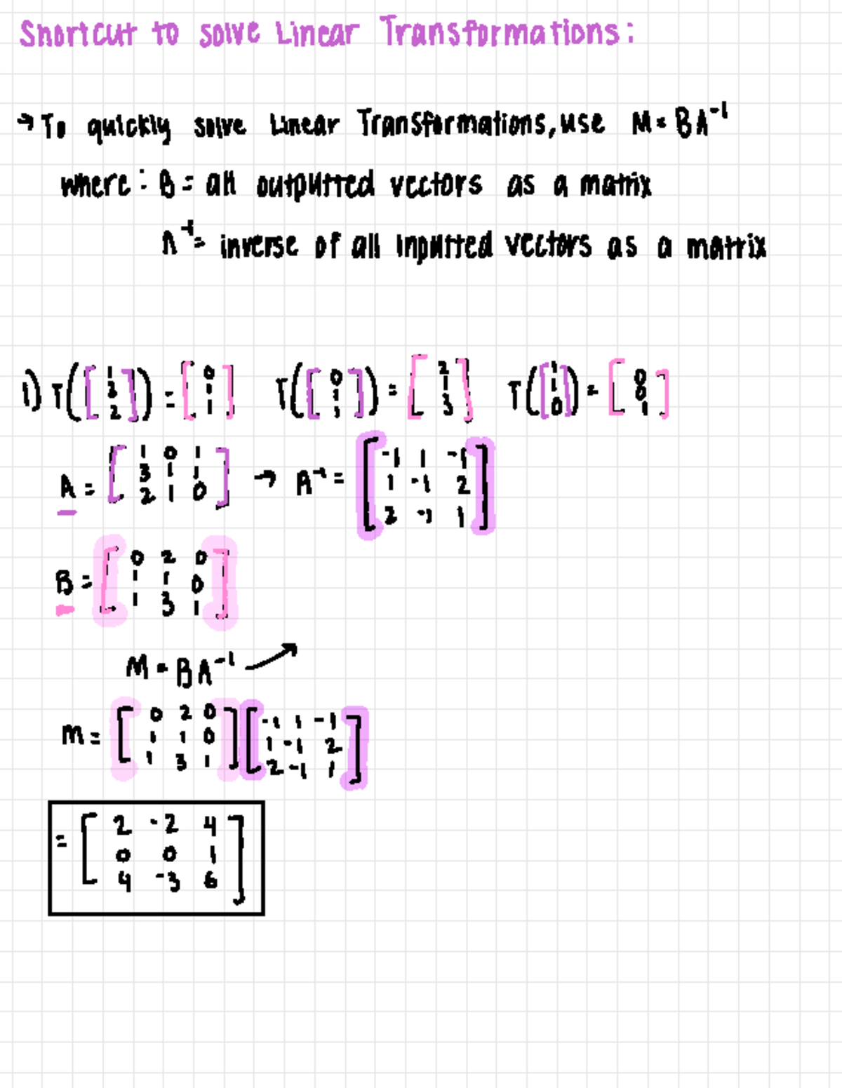 MA125 - Shortcut for solving Linear Transformations - MA 125 - Shortcut to solve Linear - Studocu
