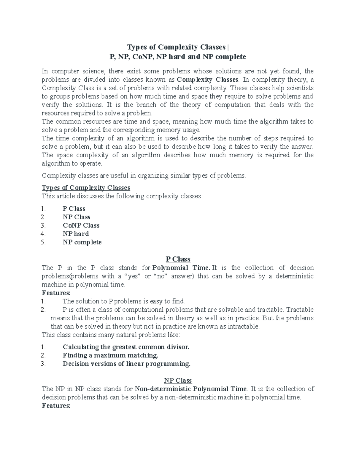 Unit 5 Daa Design And Analysis Of Algorithms Acording To Jntuh Syllabus Types Of Complexity