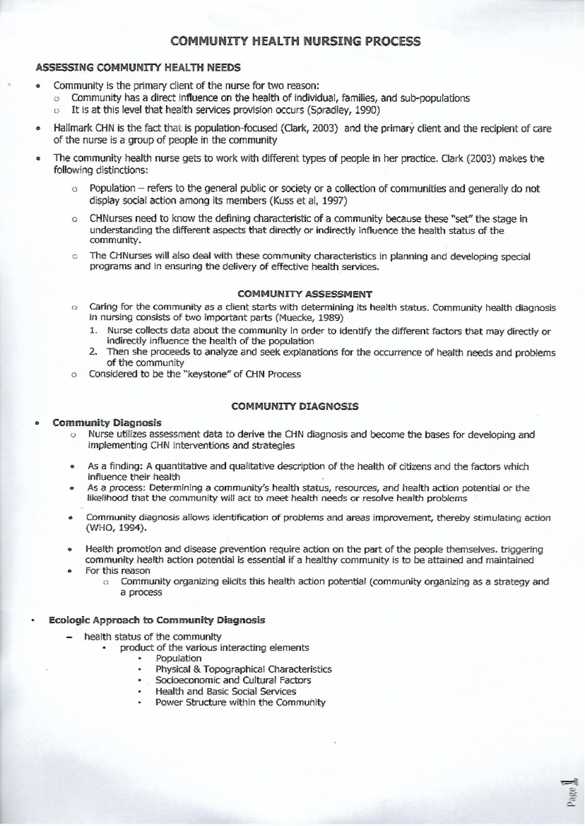 CHN- Finals- Handout - CHN 2 - COMMUNITY HEALTH NURSING PROCESS ...