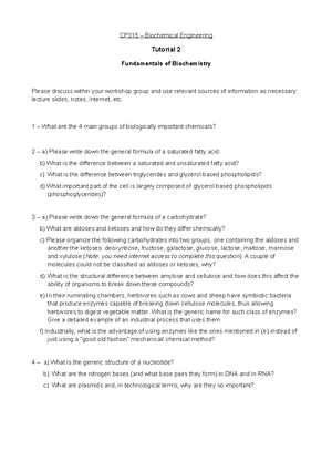 Tutorial 4 Ideal Enzymatic Reactors - 1 CP315 – Biochemical Engineering Tutorial 4 Ideal ...