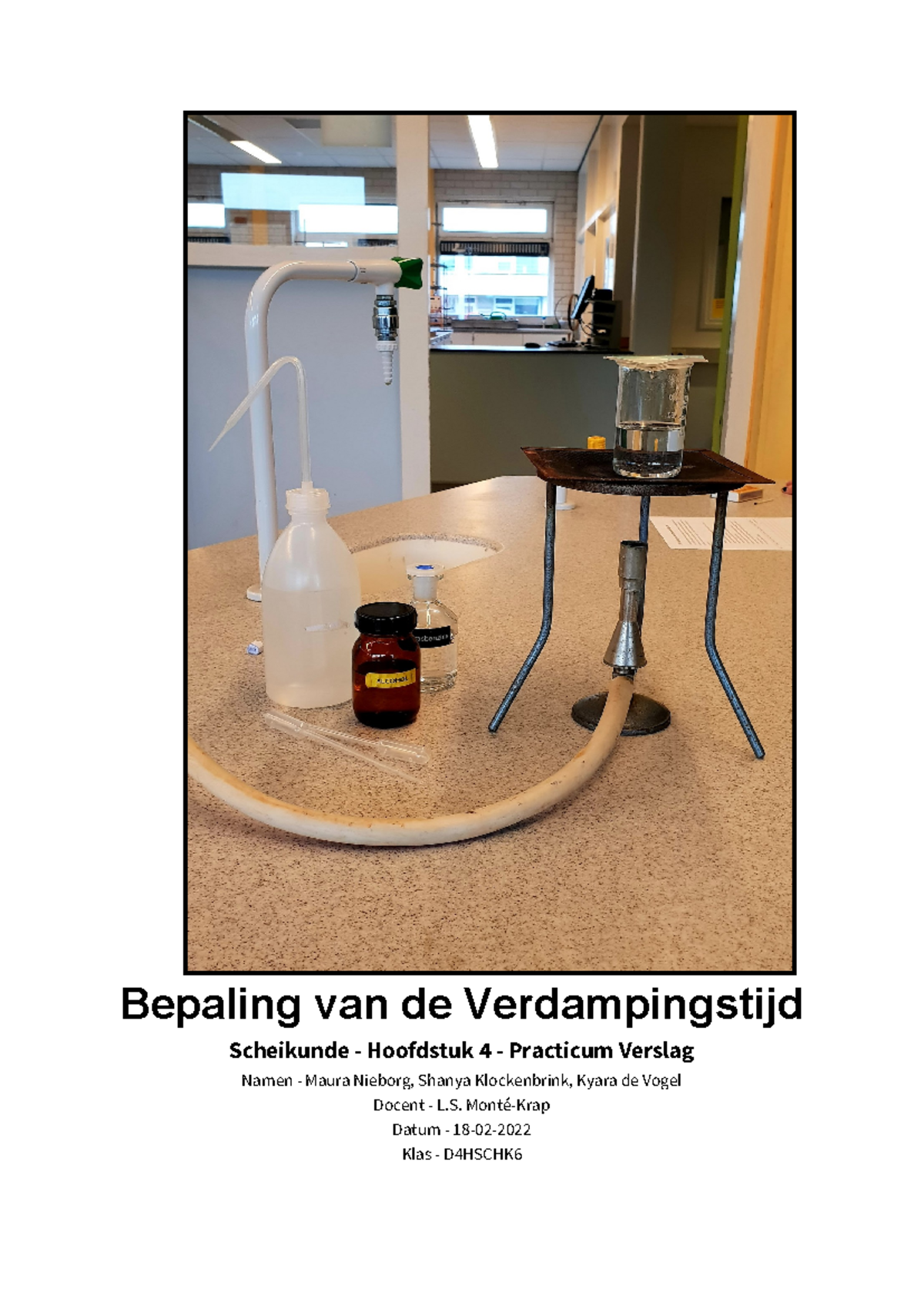 Scheikunde - Practicum - Verslag - Verdampingstijd - Bepaling van de ...