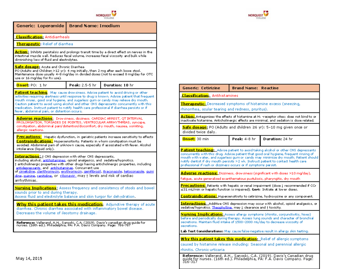 Loperamide and Cetirizine - Generic: Loperamide Brand Name: Imodium ...