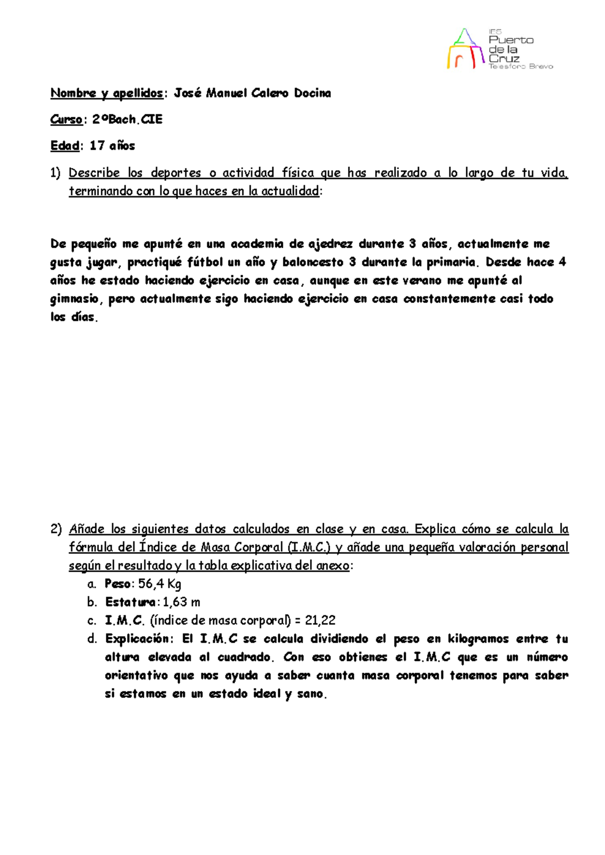Ficha test - estudiar - Nombre y apellidos: José Manuel Calero Docina ...