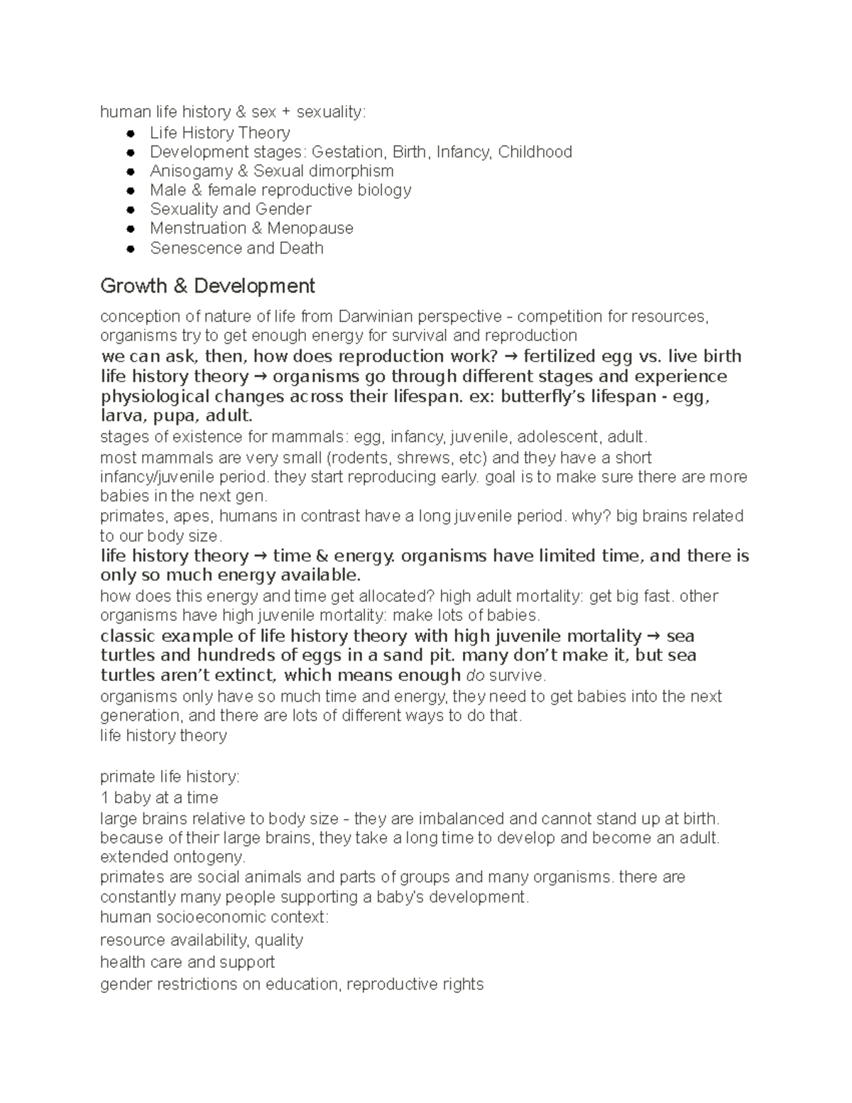 11 7 biomed anthro notes - human life history & sex + sexuality: Life ...