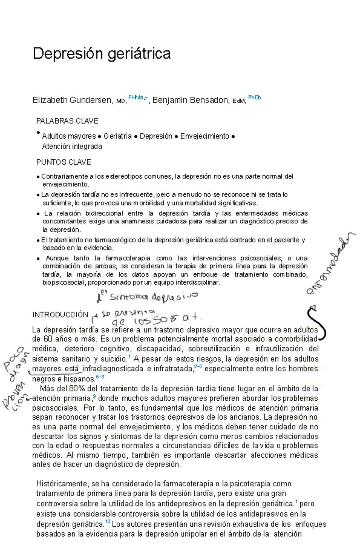 Depresion geriatria 2023 ARTICULO - Depresión geriátrica Elizabeth ...