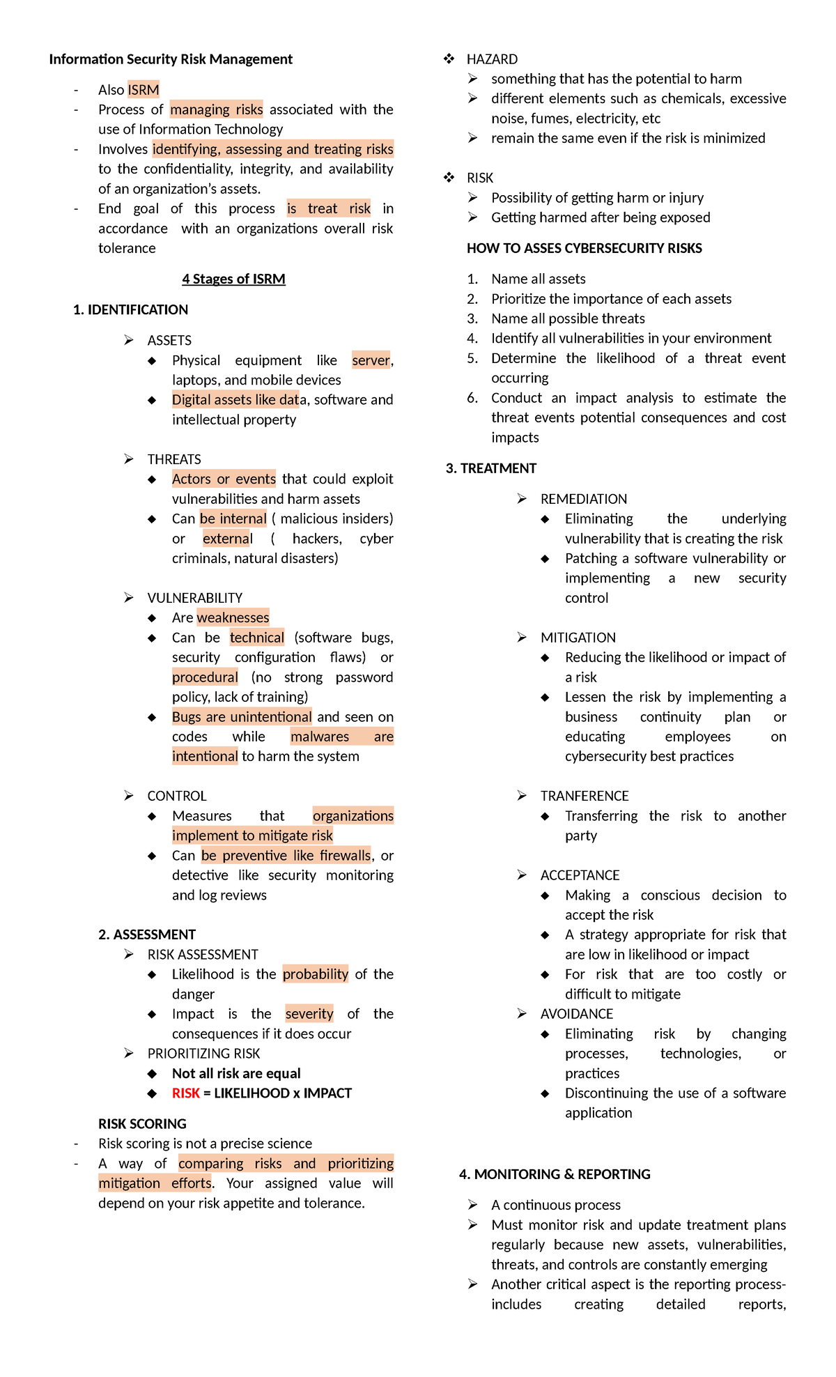 Information-Security-Risk-Management- Reviewer - Information Security ...