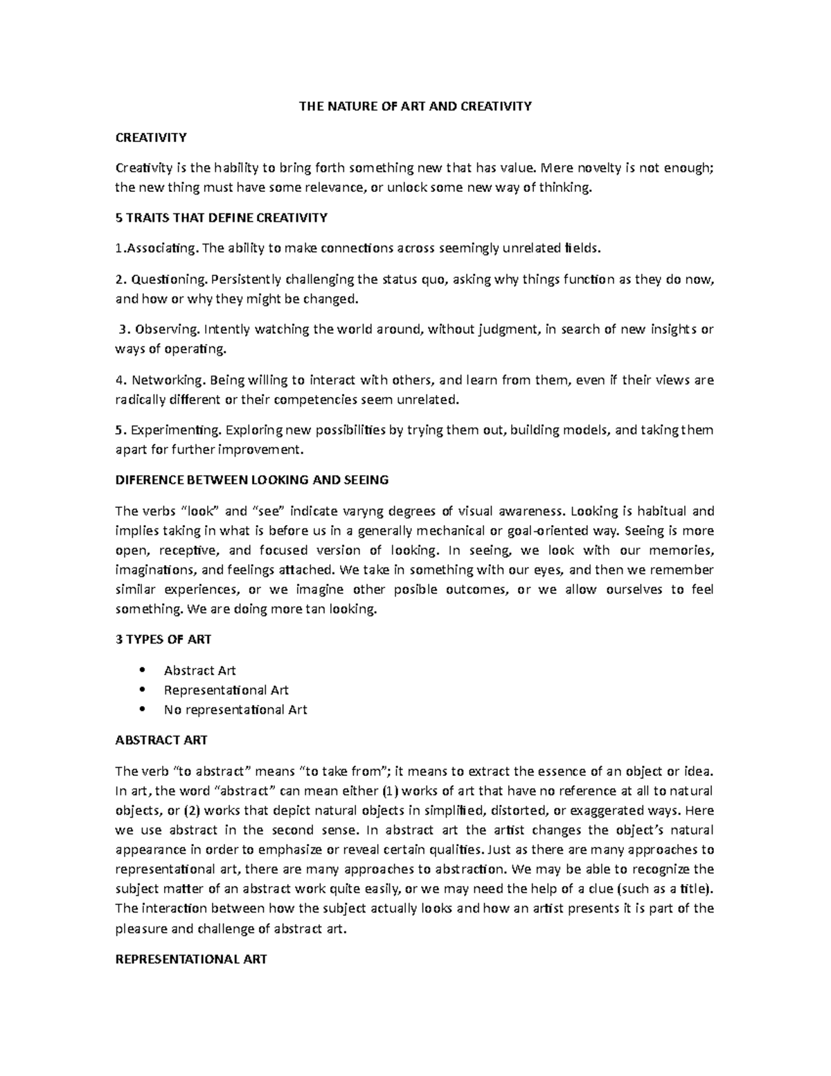 The nature of art and creativity - THE NATURE OF ART AND CREATIVITY ...