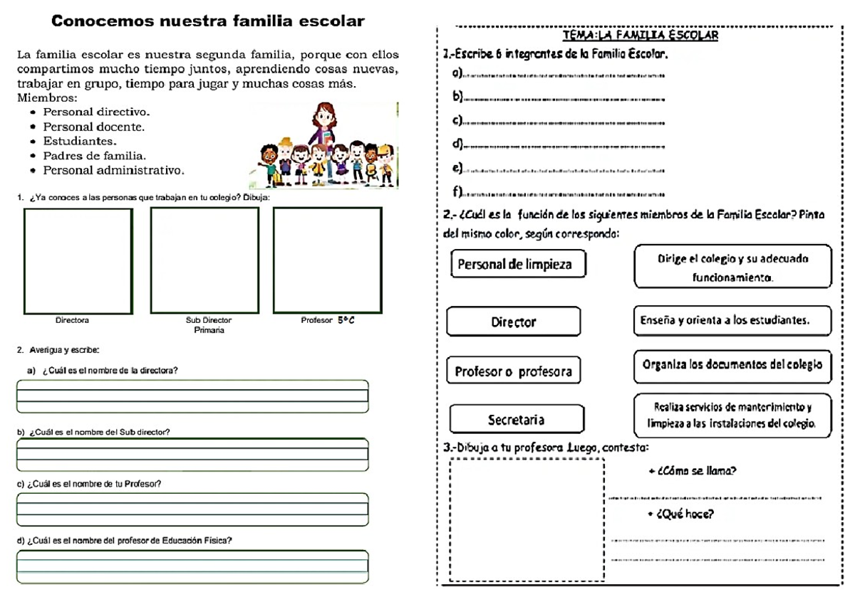 Ficha LA Familia Escolar - Conocemos nuestra familia escolar TEMA:LA ...