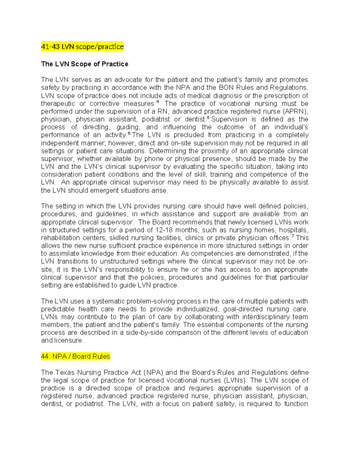 41-50 blueprint exam 3 - 41-43 LVN scope/practice The LVN Scope of ...