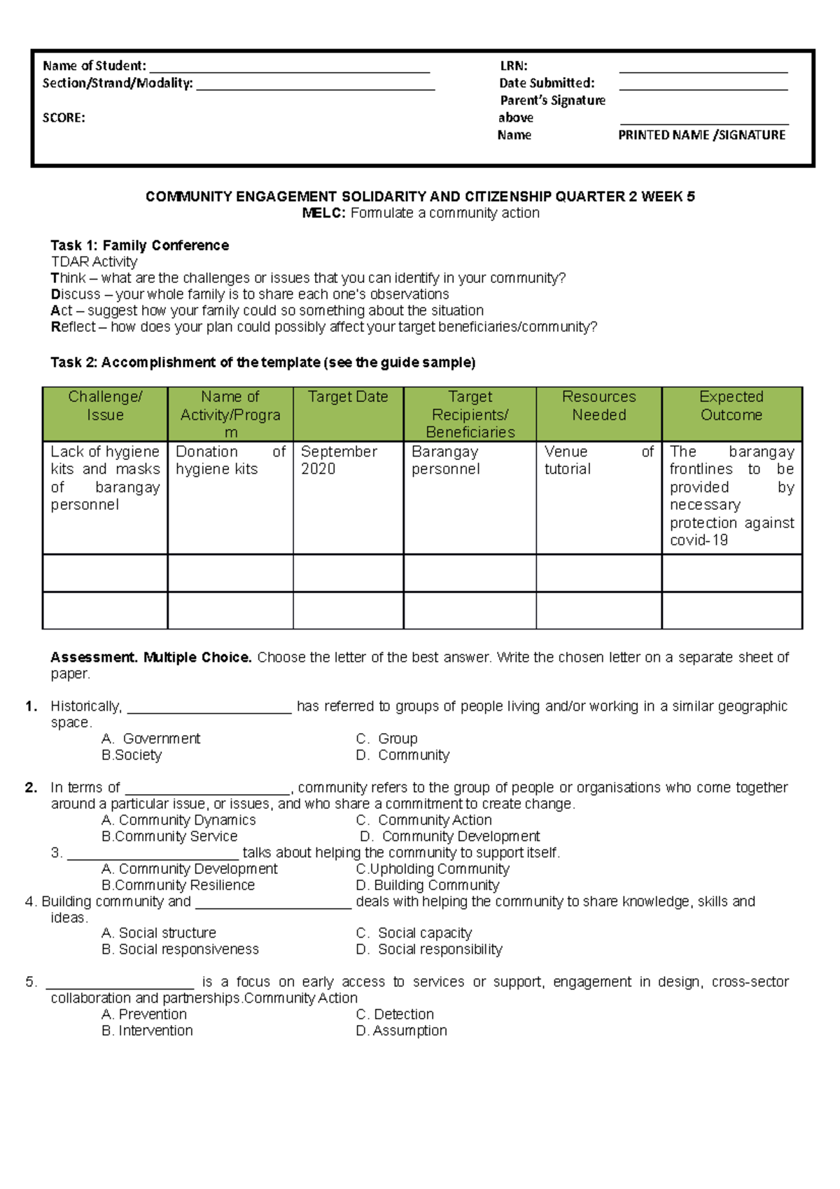 CESC Revised Week 5 Q2 - CESC - COMMUNITY ENGAGEMENT SOLIDARITY AND CITIZENSHIP QUARTER 2 WEEK 5 ...
