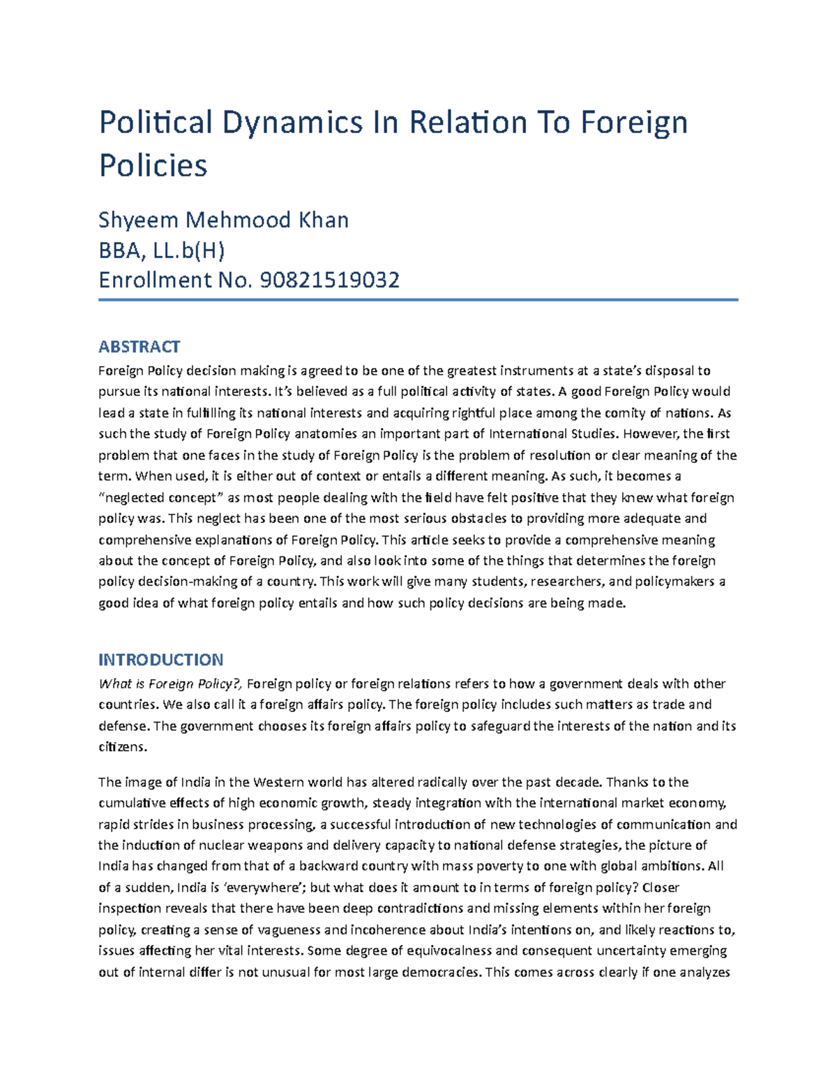 Political Dynamics In Relation To Foreign Policies - Political Dynamics ...