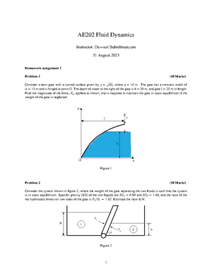 Fluid Mechanics Homework 4 2023 1 - CE 217 Fluid Mechanics Homework Assignment 4 Due Date ...
