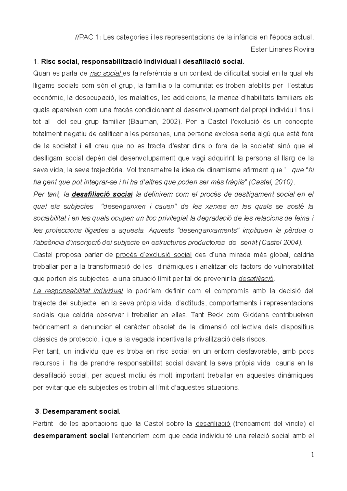 Linares Rovira Ester PAC1 - //PAC 1: Les categories i les ...