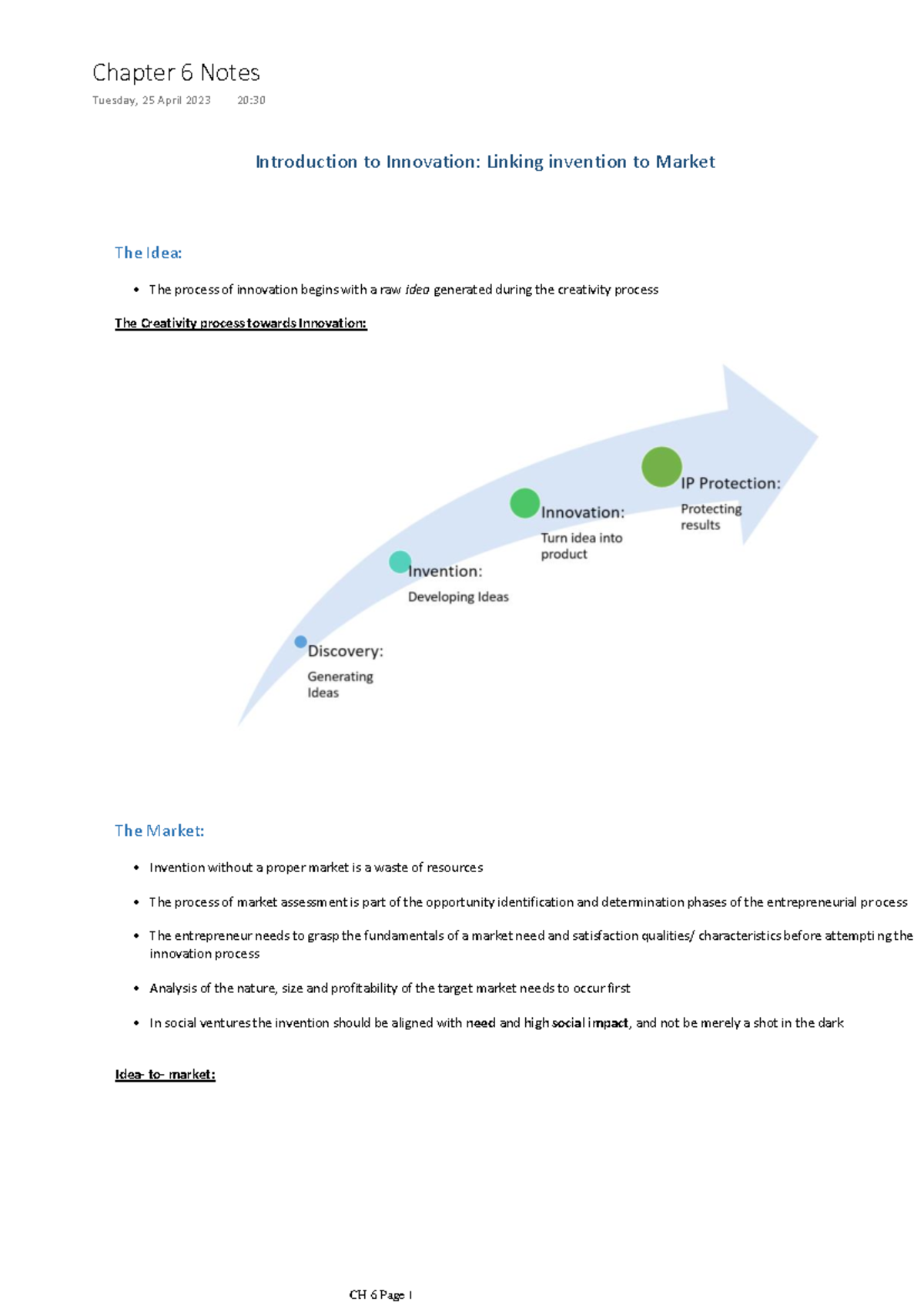 CH 6 OBS211 Notes - Introduction to Innovation: Linking invention to ...