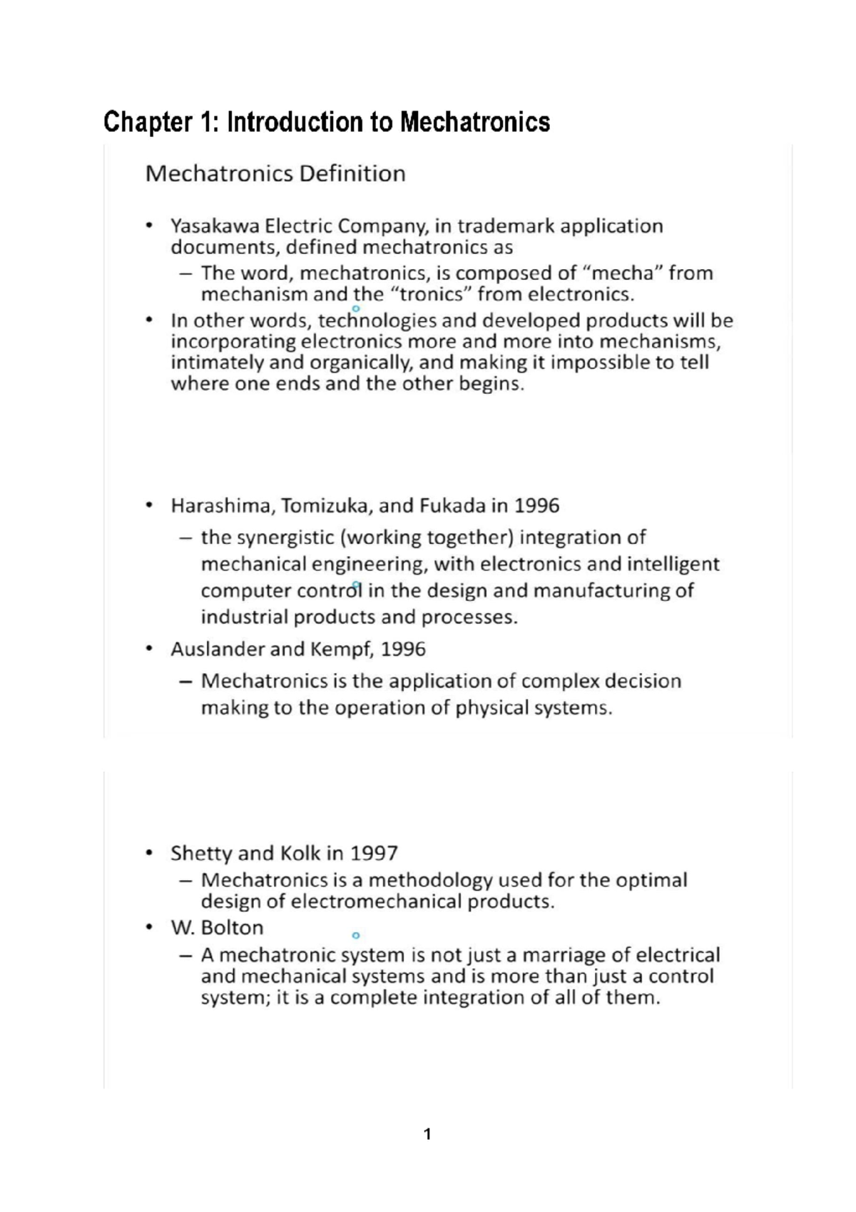 1. Introduction to Mechatronics - In other words, technologies and developed products will be ...