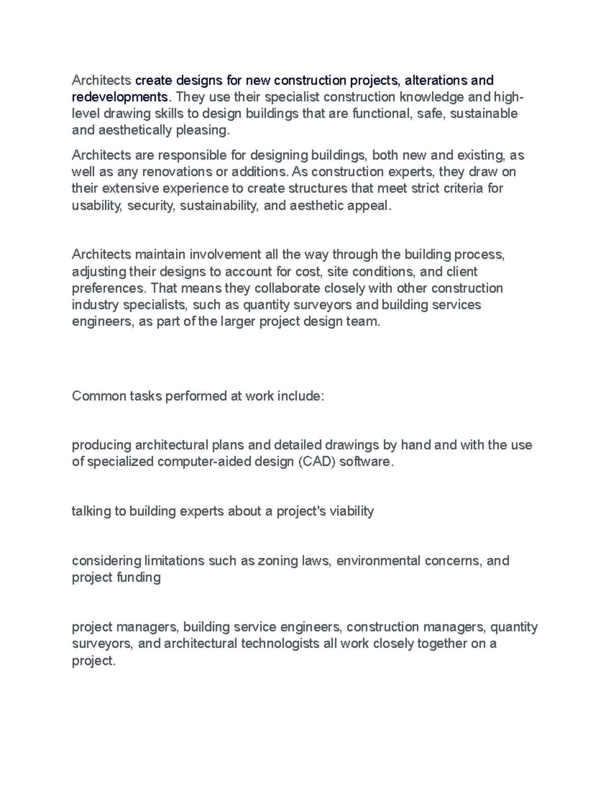 Architects - Job Description 2023 - Architects create designs for new ...