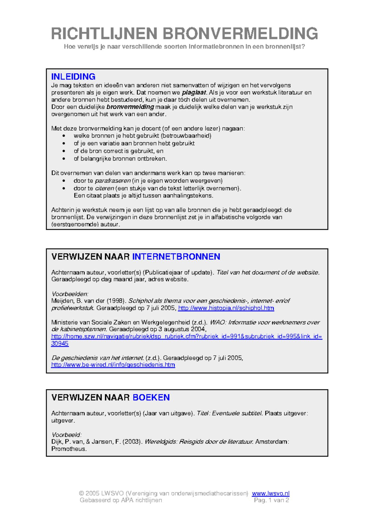 Bronvermelding - RICHTLIJNEN BRONVERMELDING Hoe verwijs je naar ...