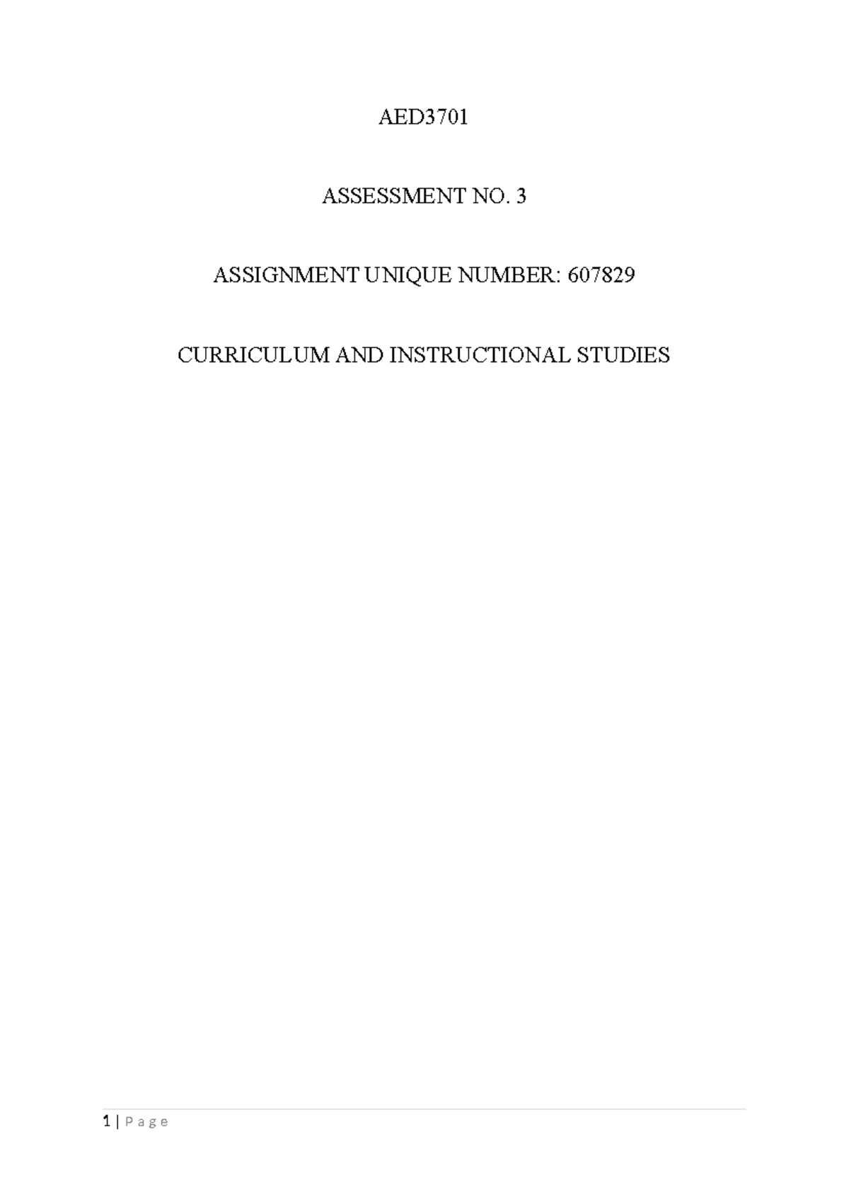 AED3701 Assessment 3 (607829) 2024 - AED ASSESSMENT NO. 3 ASSIGNMENT UNIQUE NUMBER: 607829 - Studocu
