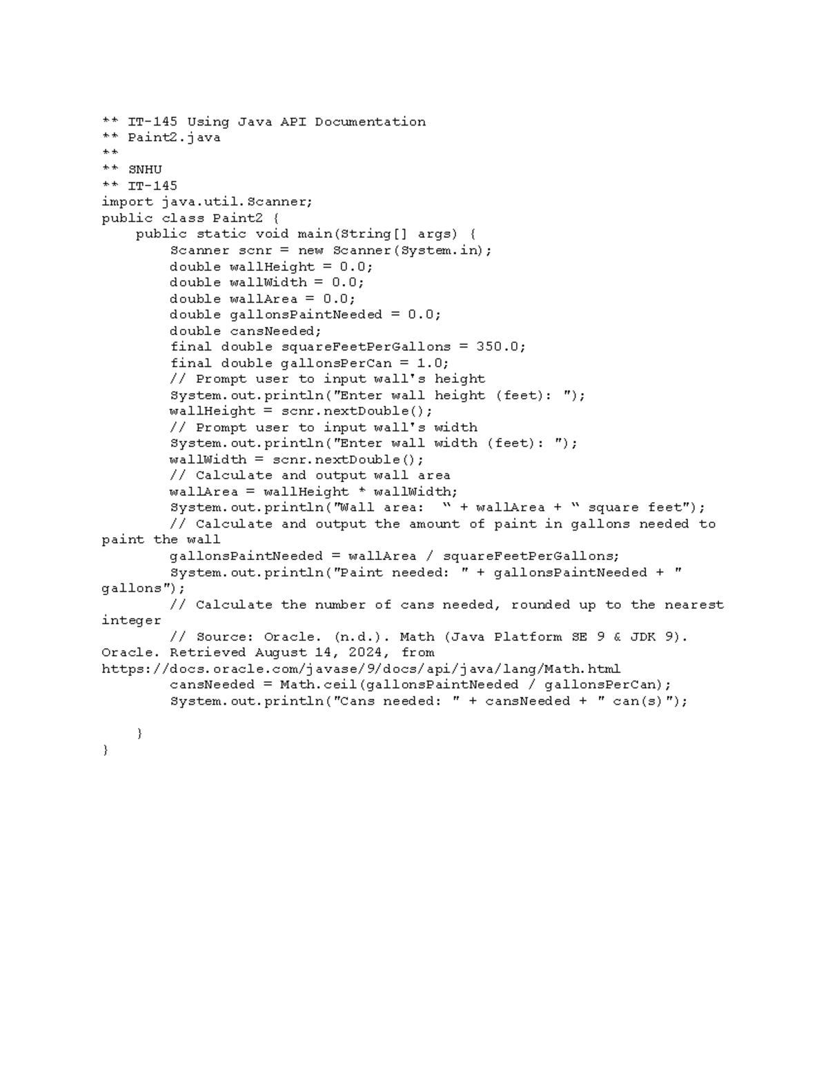 Paint 2 - Mod 7 Lab - ** IT-145 Using Java API Documentation ** Paint2 ** ** SNHU ** IT- import ...