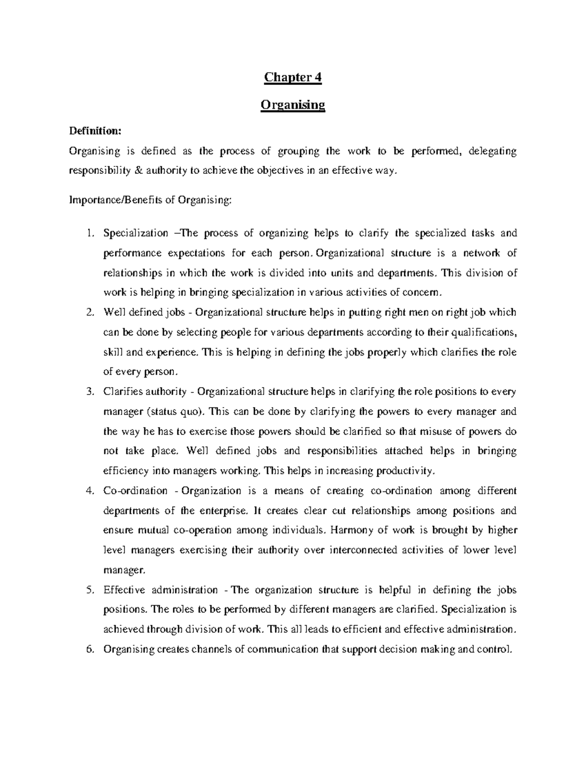 Chapter 4-Organising - Chapter 4 Organising Definition: Organising is ...