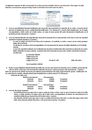 Control bd - Ejercicios para practicar BBDD - Control BD Realizar una función llamada - Studocu