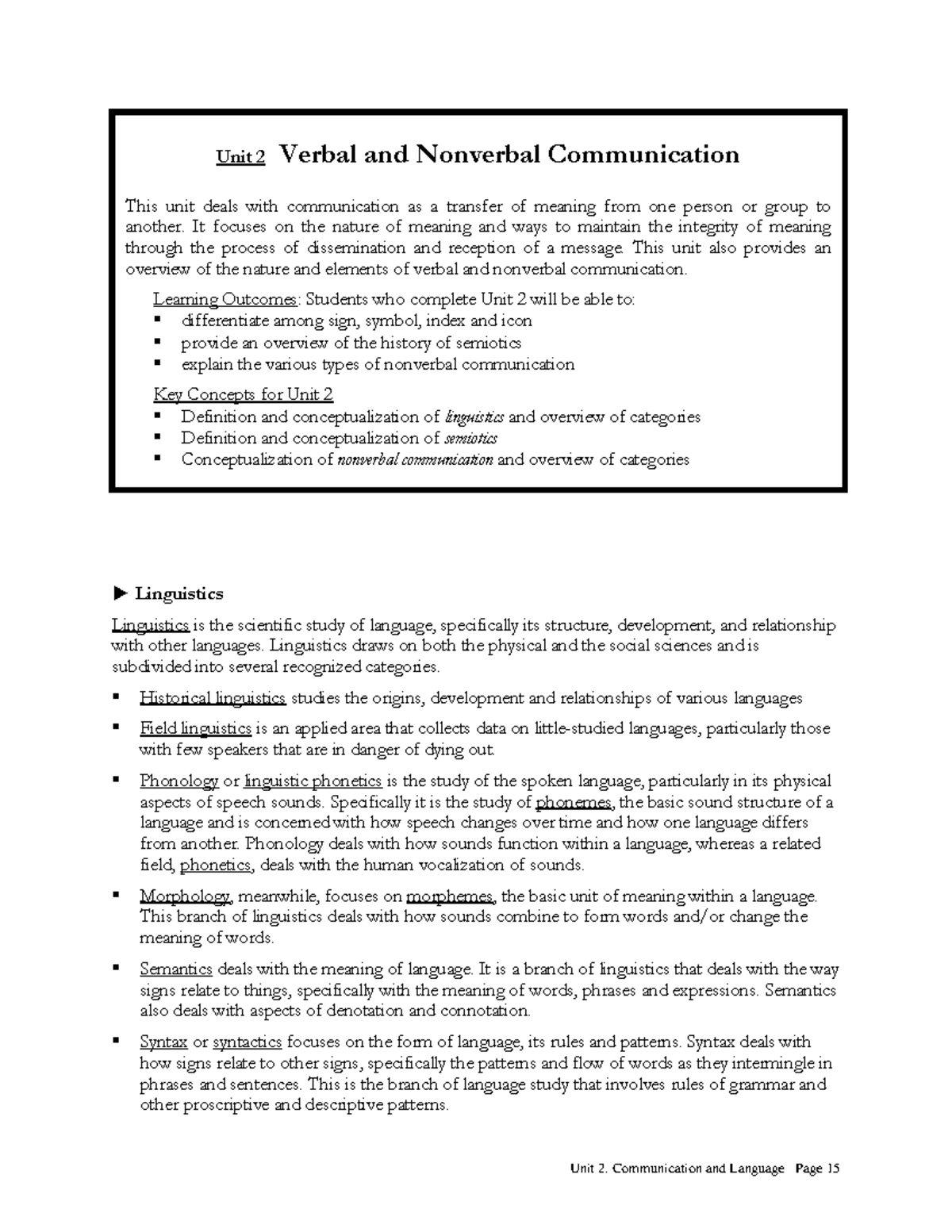 Unit2 - Body Language - Linguistics Linguistics is the scientific study ...