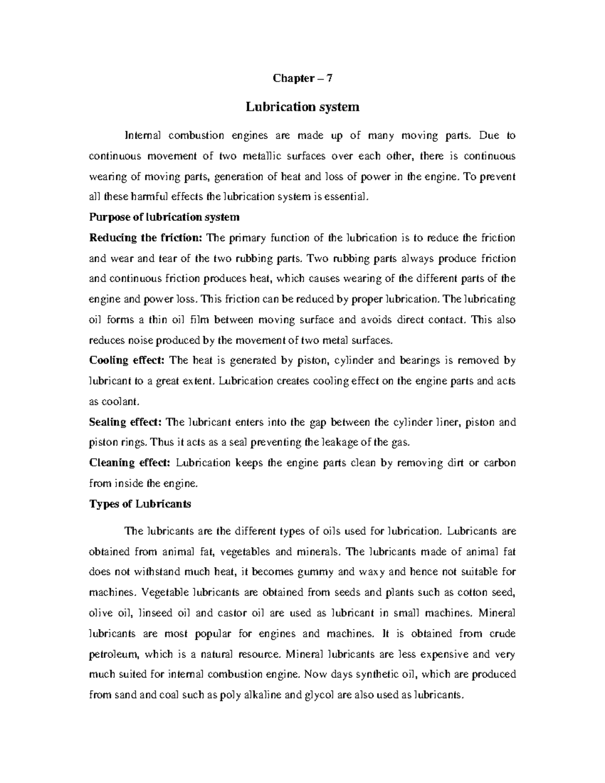 Chapter 7upload LUBRICATION SYSTEM OF ENGINES - Chapter – 7 Lubrication system Internal ...